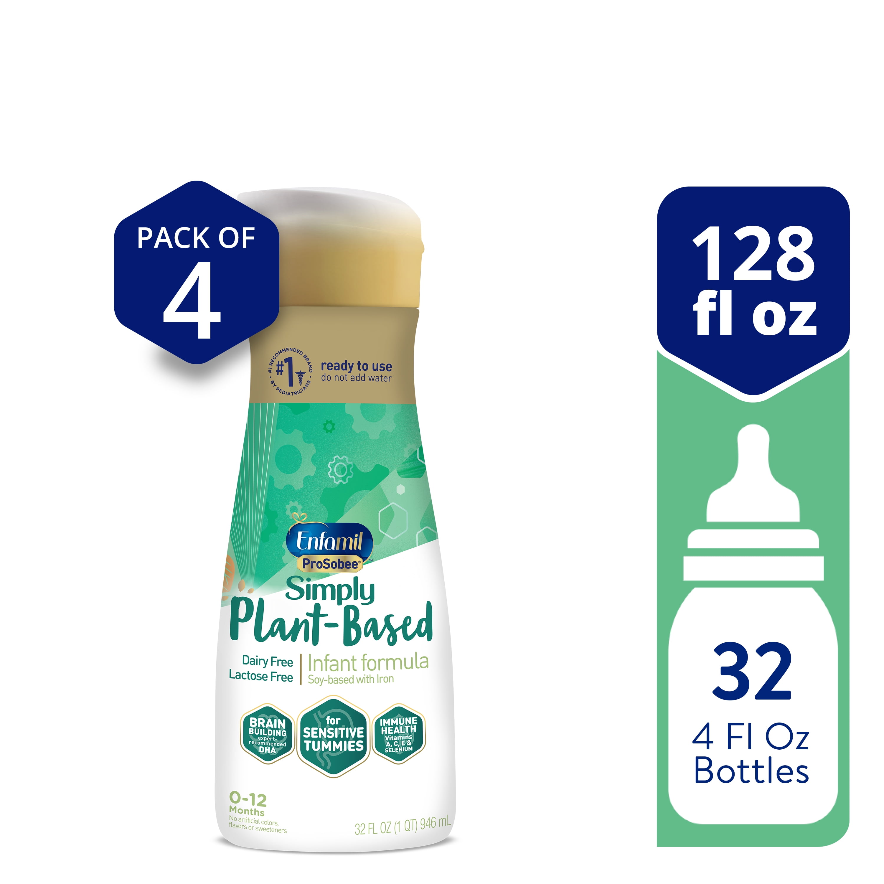 Enfamil ProSobee Plant-Based Liquid Baby Formula, Dairy Free, Lactose ...