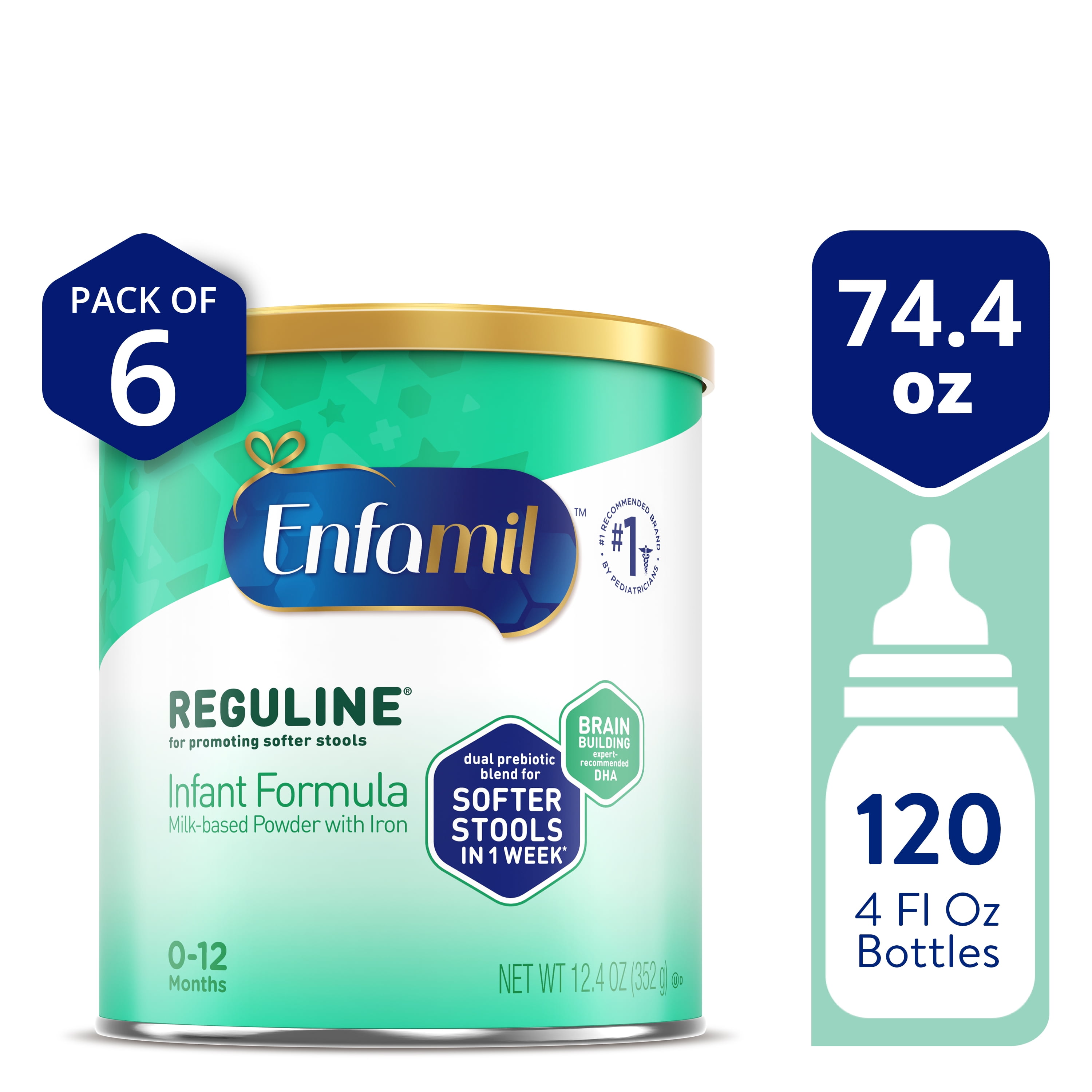 Enfamil Reguline Powder Baby Formula, Promotes Soft Stools, 12.4 oz Can ...
