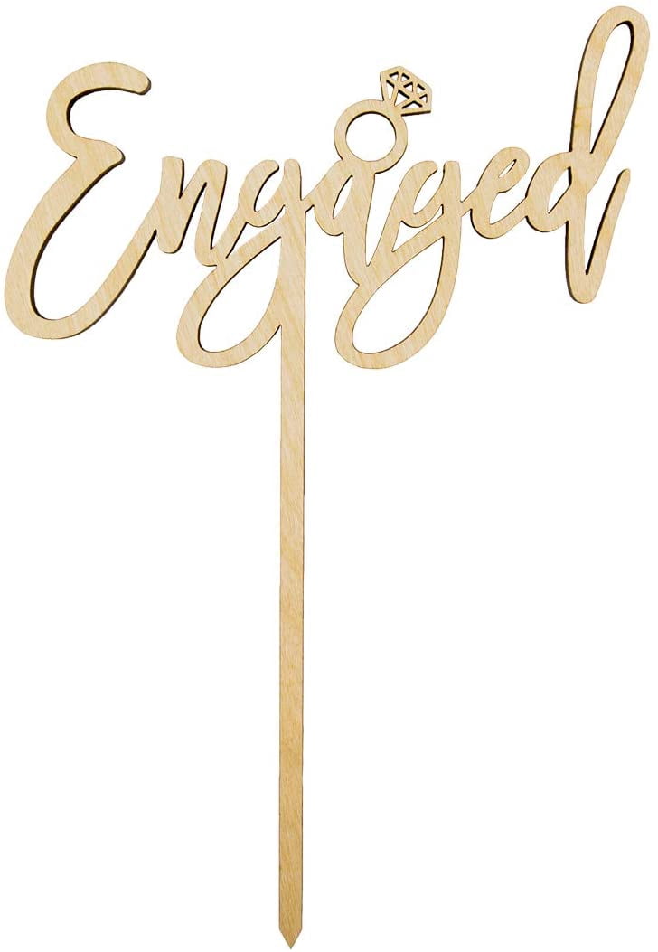 Engaged Cake Topper, Scripted Laser Cut Wood Cake Topper for Bridal ...