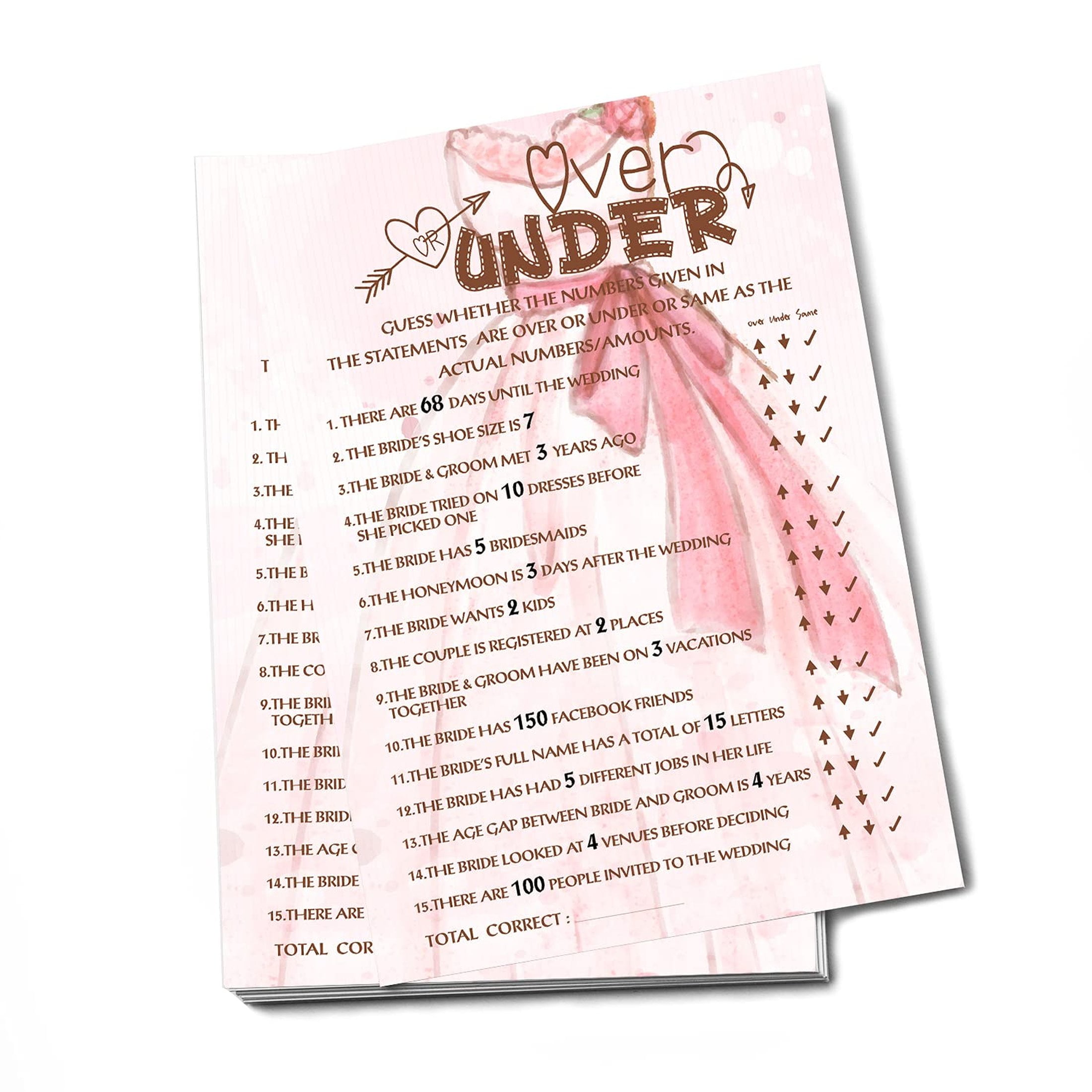 Engagement Celebration Game Cards, Fun Bridal Shower Activity, Pink ...