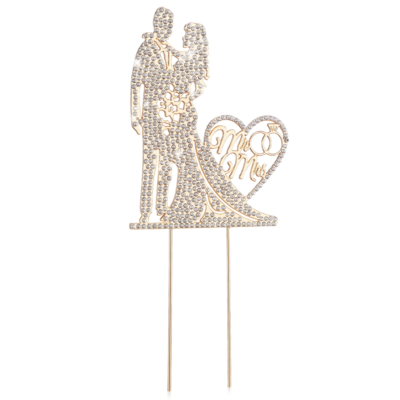 Engagement Golden Silver Heart Wedding Cake Insert - Walmart.com