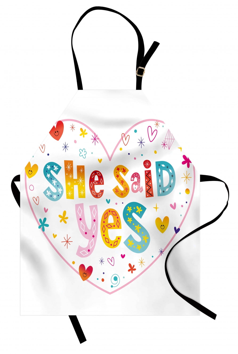 Engagement Party Apron Hippie Celebration Hearts Flowers Dots Rainbow ...