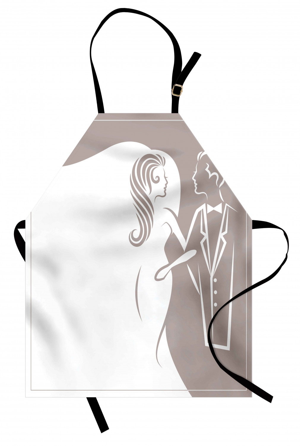 Engagement Party Apron, Silhouette of Newlywed Groom and Bride Wedding ...