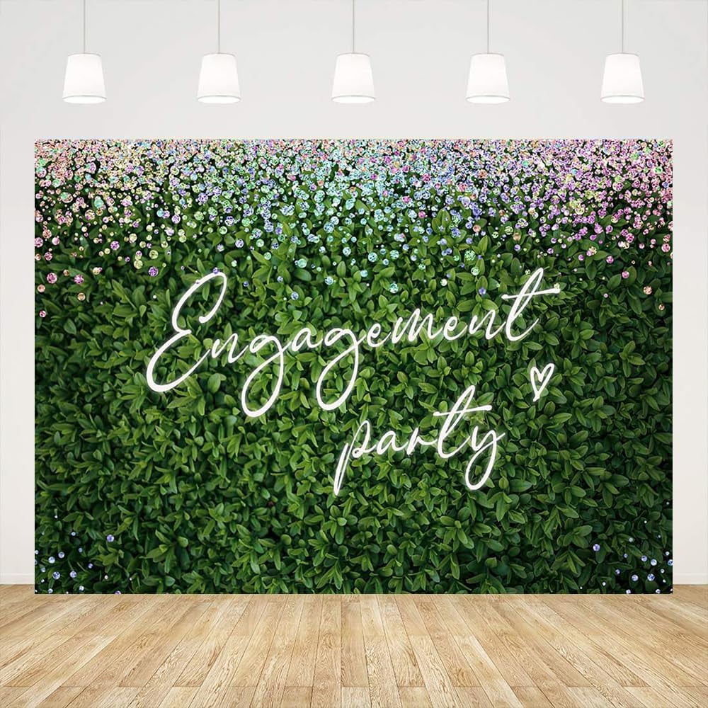 Engagement Party Backdrop Greenery Bridal Shower Diamond Party ...