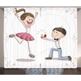 Ambesonne Cartoon Curtains 2 Panel Set, Romantic Couple, 108" x 96 ...