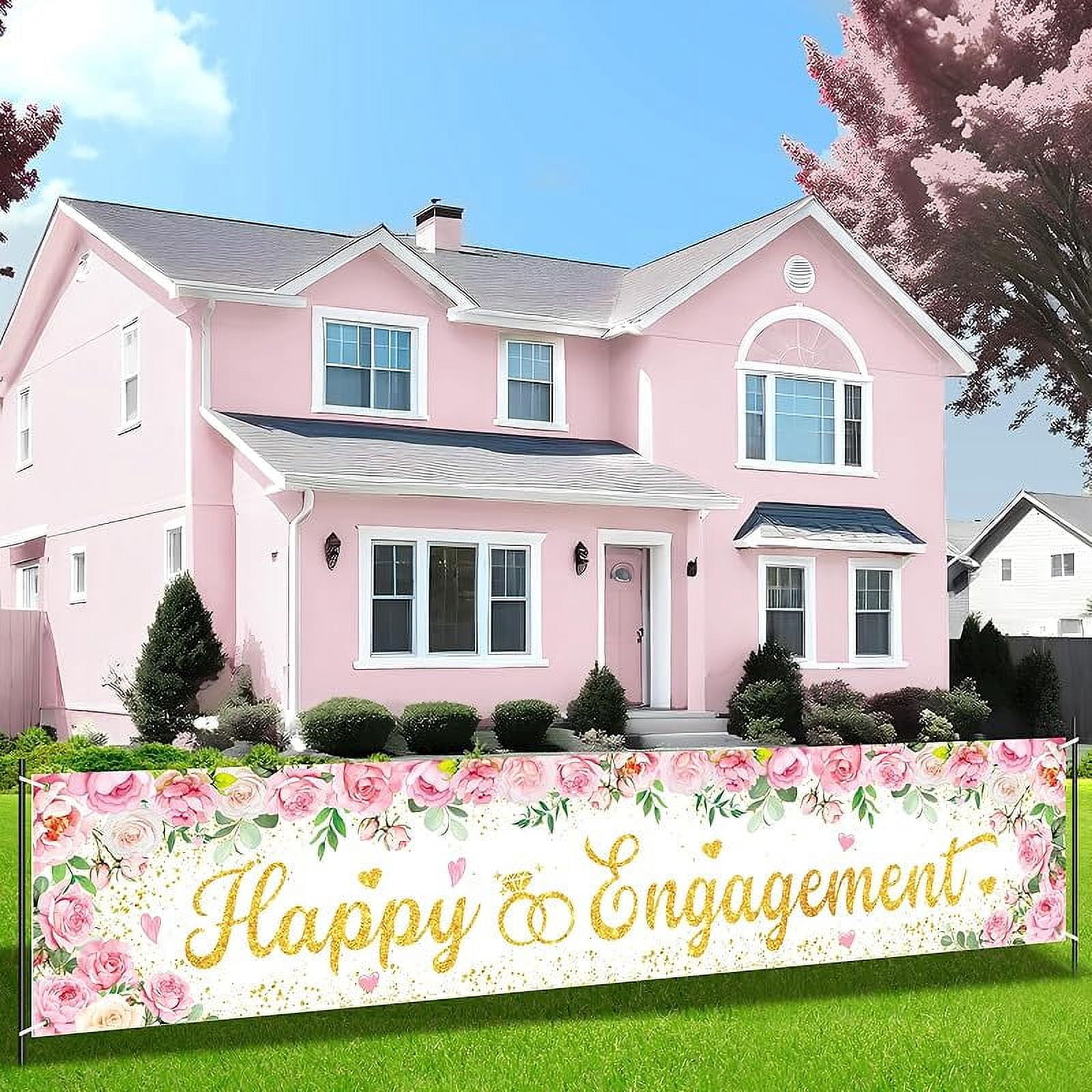 Engagement Party Decorations Happy Engagement Yard Banner Just Engaged ...