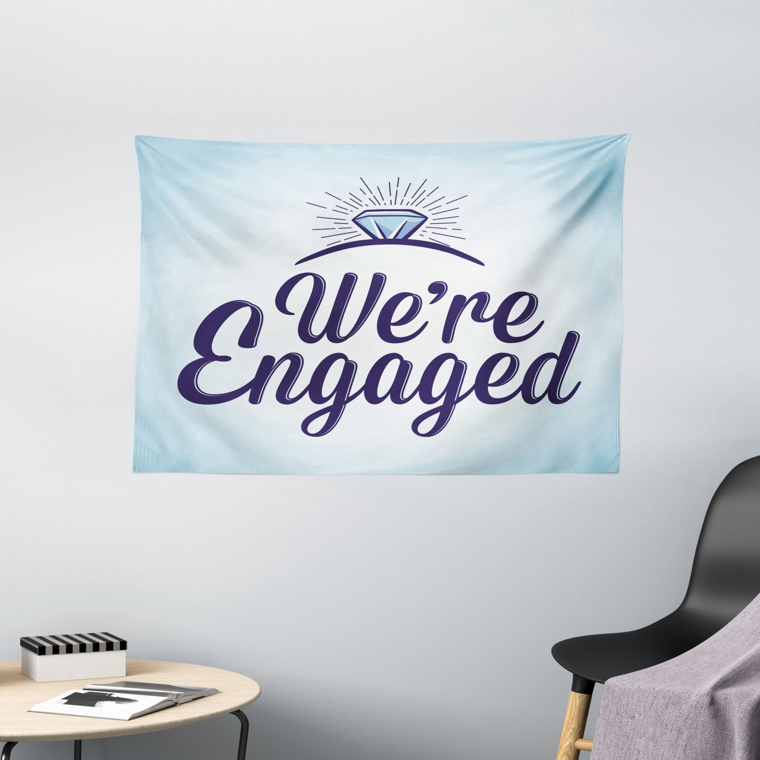 Engagement Party Decorations Tapestry, We Are Engaged Announcement ...