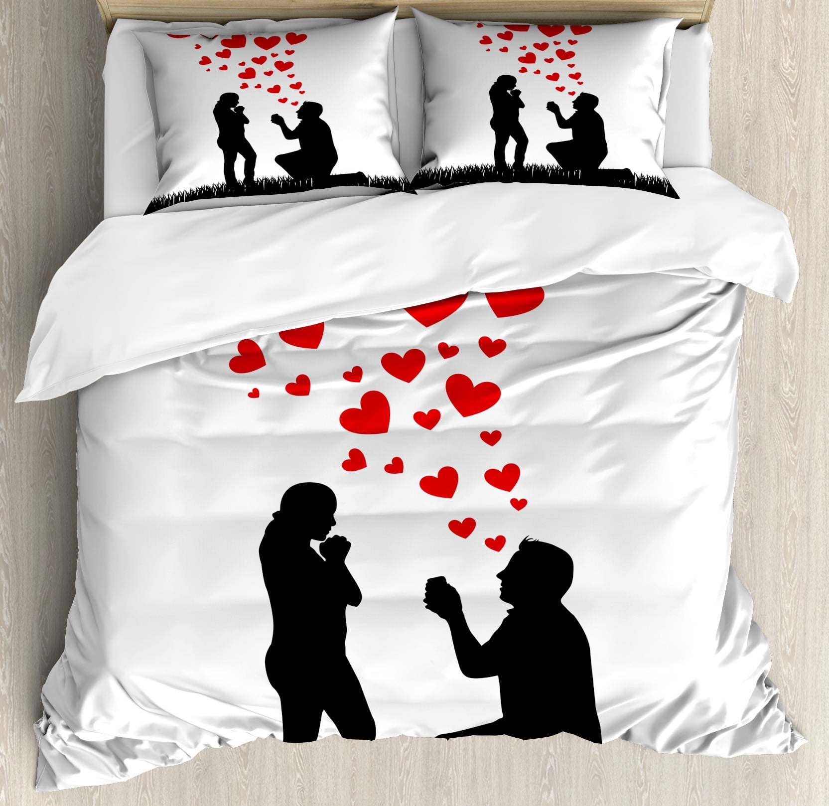 Engagement Party Duvet Cover Set, Wedding Proposal of Romantic Couple ...