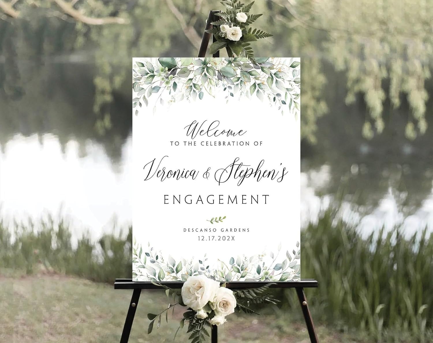 Engagement Party Sign, Engagement Welcome Sign, Greenery Party Decor ...