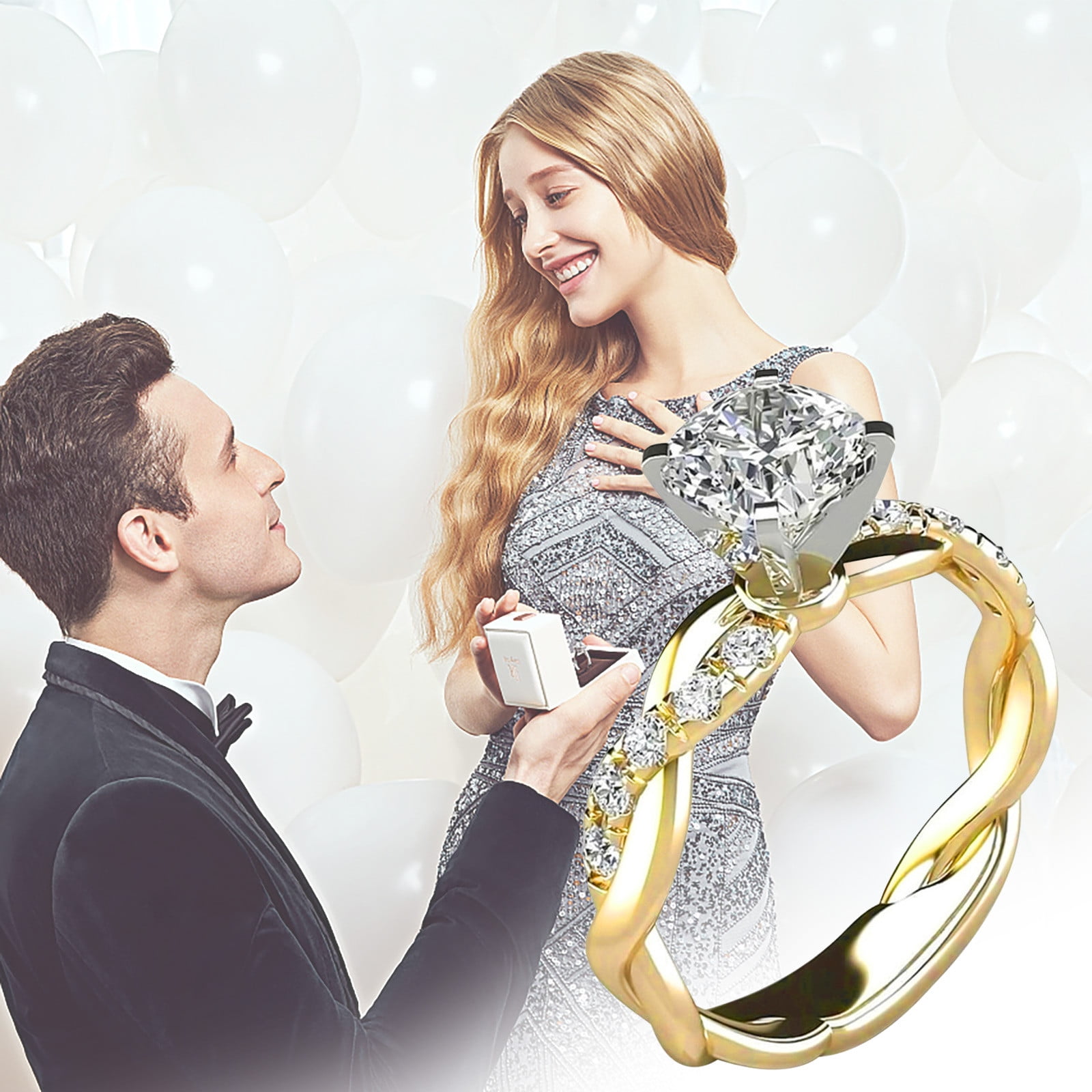 Engagement Ring, 925 Sterling Silver, Diamond Cubic Zirconia Ring ...