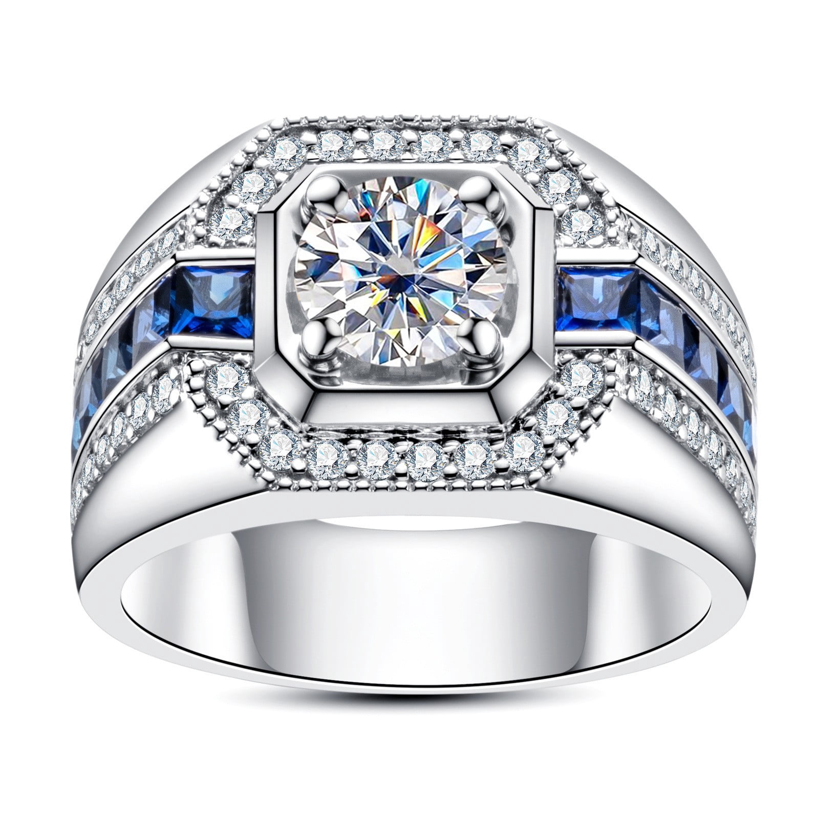 Engagement Ring For Men, Mens Halo Diamond Wedding Anniversary Ring ...