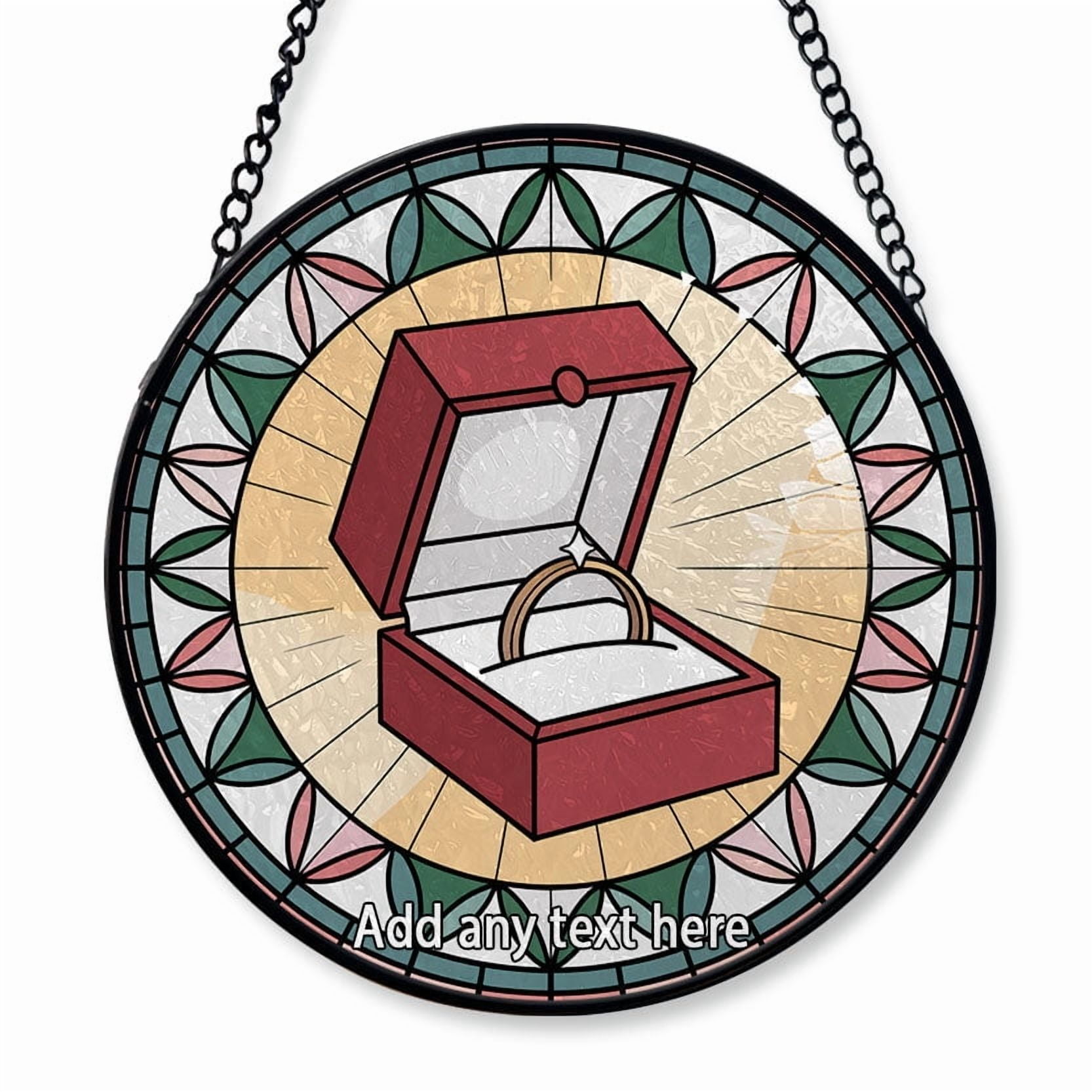 Engagement Ring Stained Glass Suncatcher Window Hanging – Customizable ...