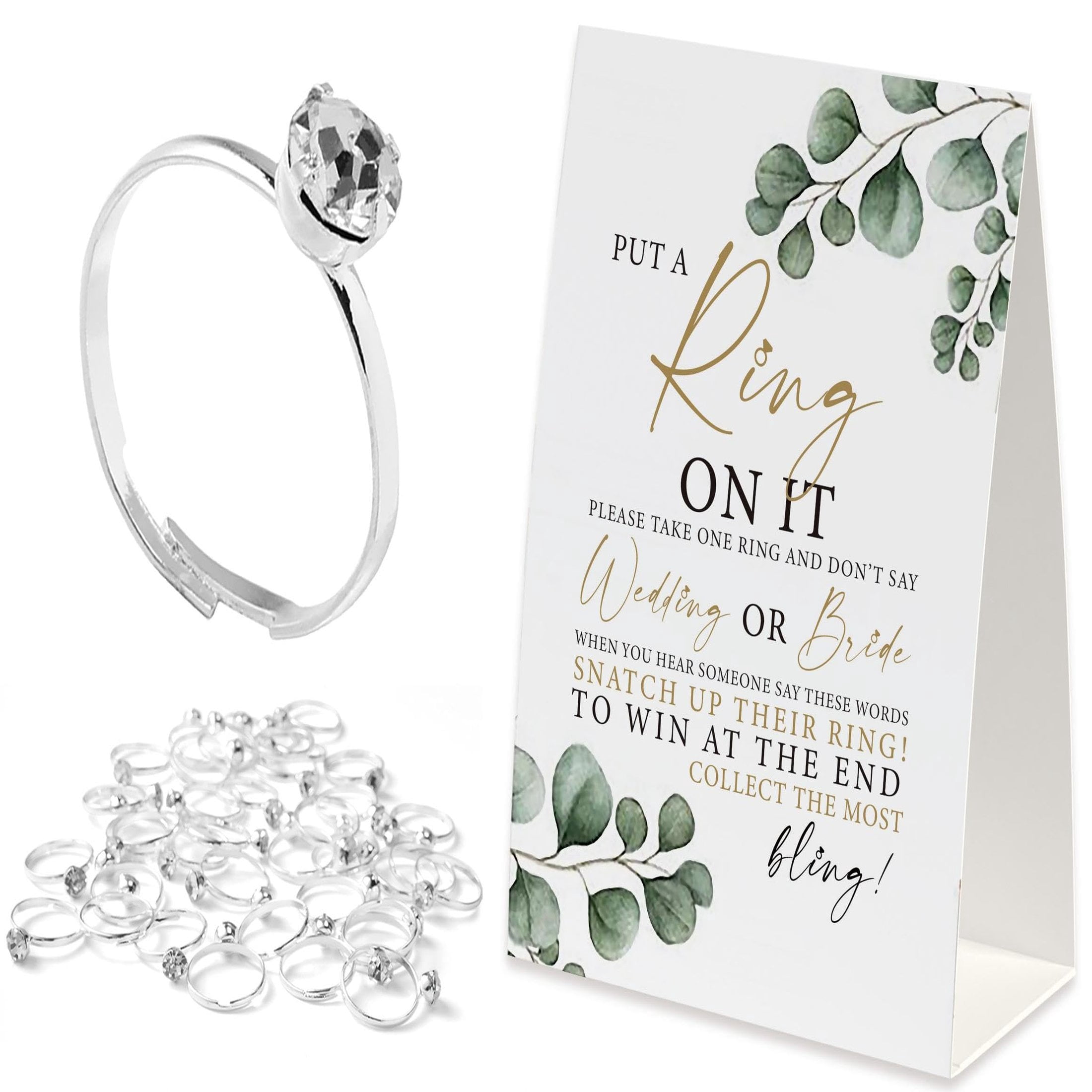 Engagement Ring Toss: Fun Bridal Shower Games with 50 Metal Rings for ...