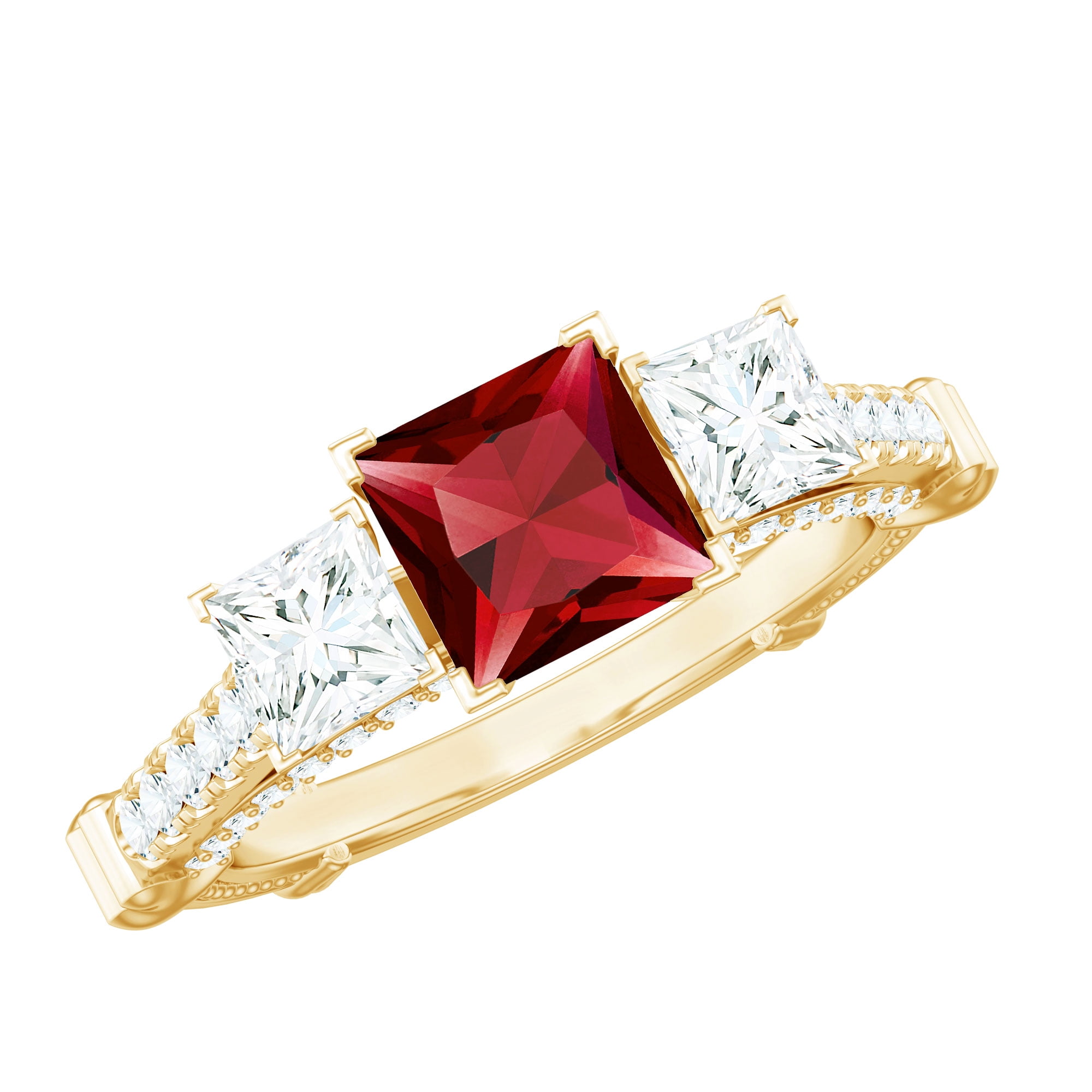 Engagement Ring - Vintage Inspired Lab Created Ruby Ring with ...