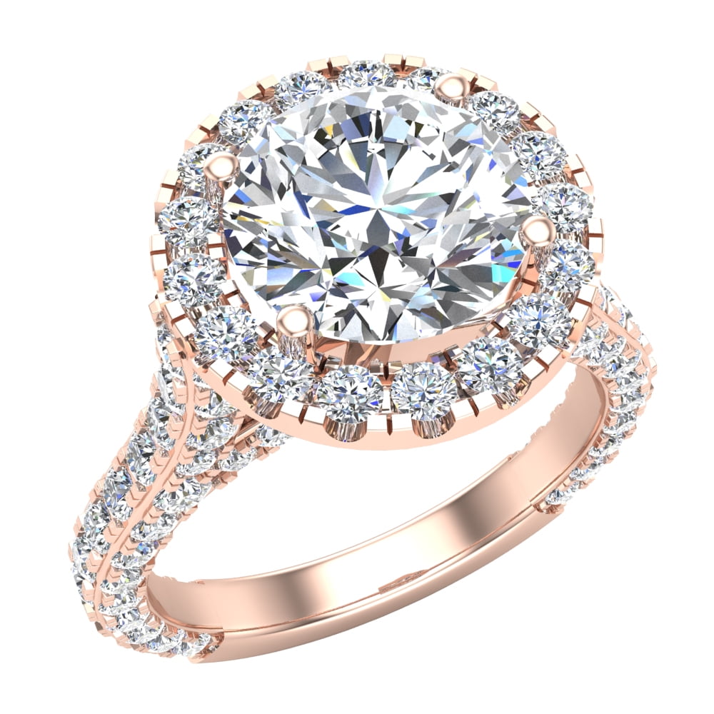 Engagement Rings 14K Rose Gold Halo Proposal Rings for Women 4.15 CT TW ...