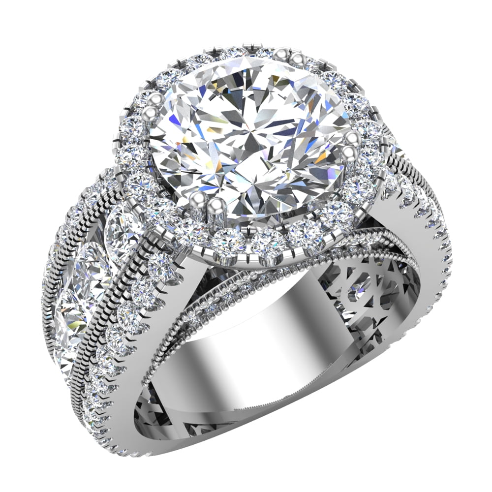 Engagement Rings 14K White Gold Real Diamond Accented Proposal Ring ...