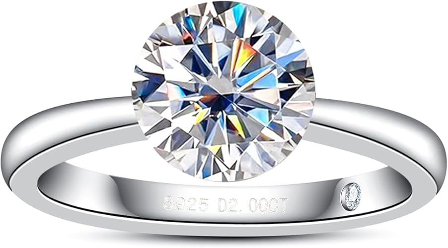 Engagement Rings 2/3CT D Color VVS1 925 Sterling Silver Moissanite Invisible Setting Wedding ...