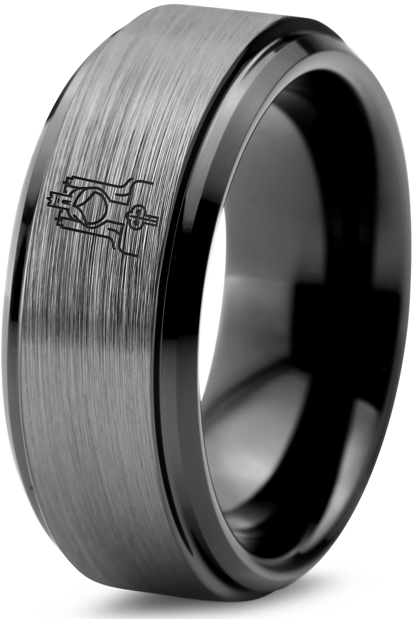 Engagement Rings Gamer Gray Ring Mens Tungsten Patterns Pride Jewelry ...