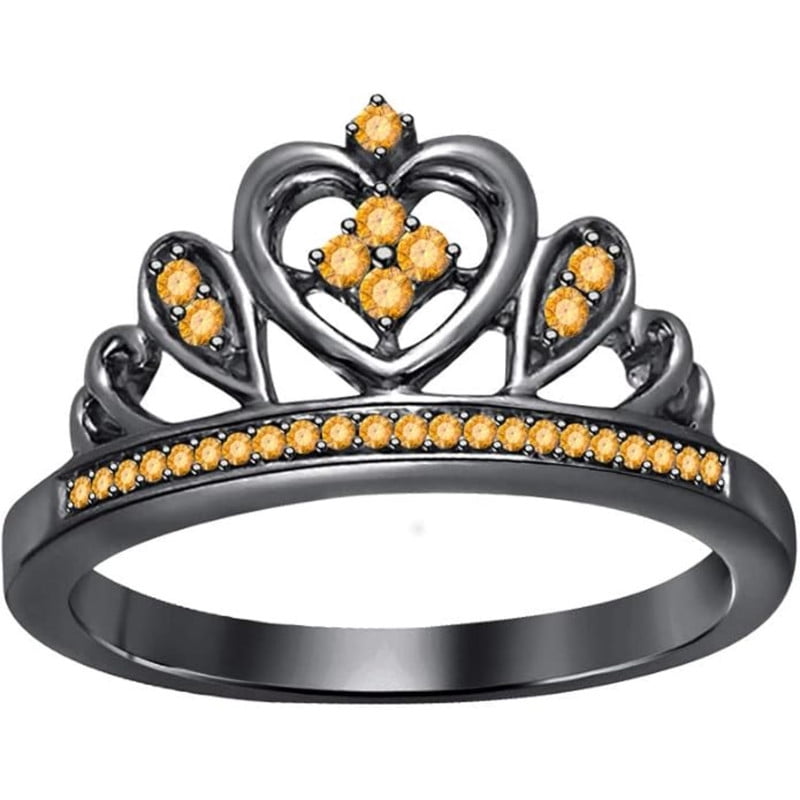 Engagement Wedding 925 Sterling Silver 14K Black Gold Plating Round Cut ...