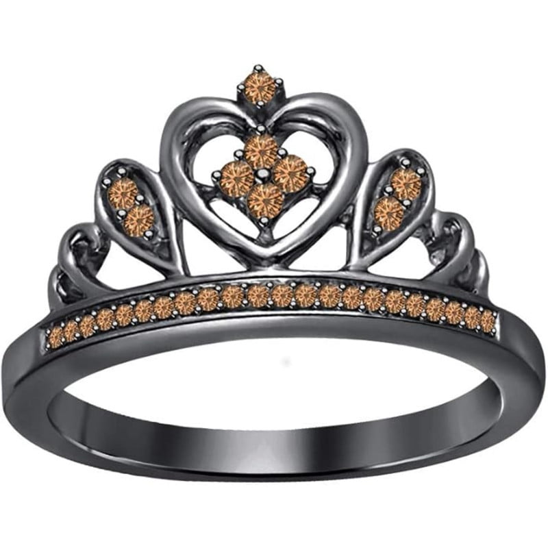 Engagement Wedding 925 Sterling Silver 14K Black Gold Plating Round Cut ...