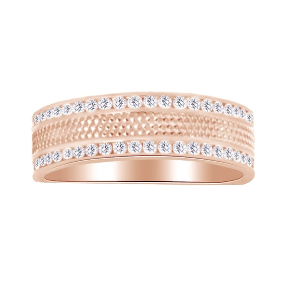 AFFY Round & Baguette Cut White Diamond Engagement Wedding Ring In 10K ...