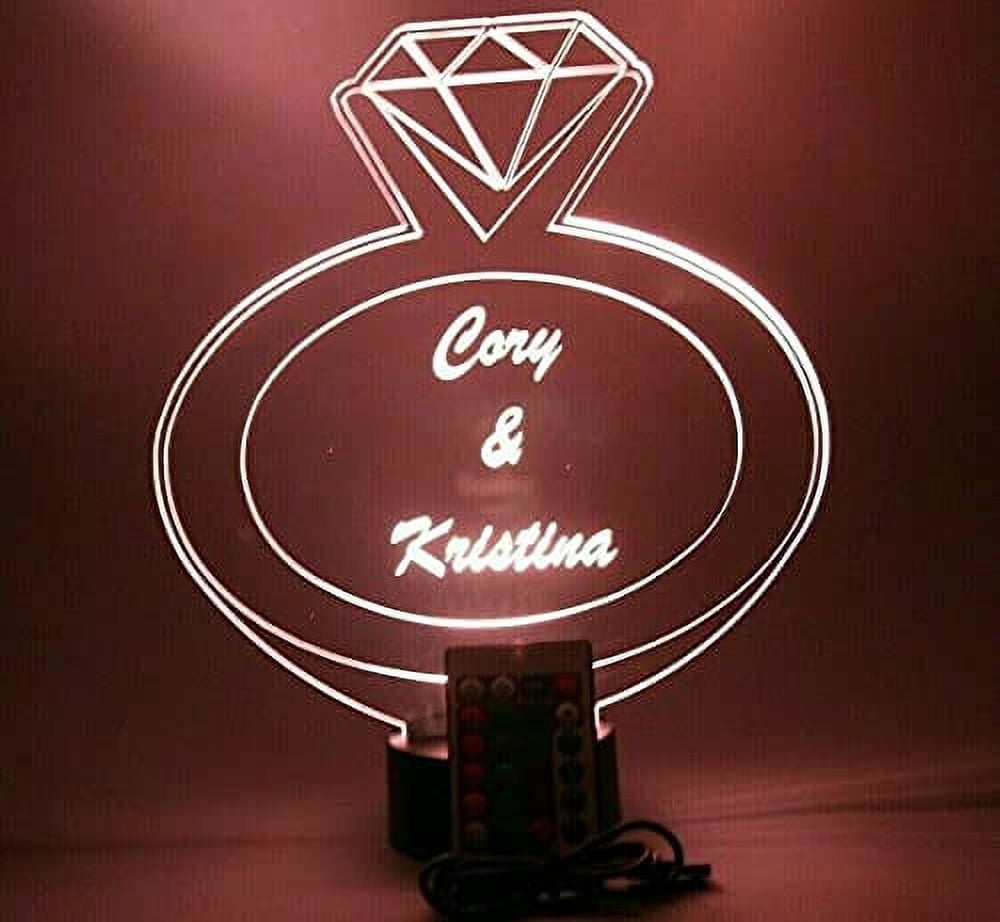 Engagement Wedding Ring Night Light Up LED Free Engraved Custom Will ...