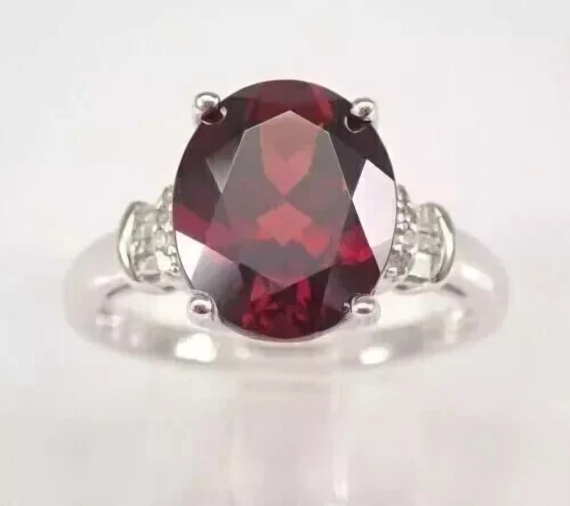 Engagement Women's Ring 2Ct Oval Cut -Simulated Red Garnet 14K White ...