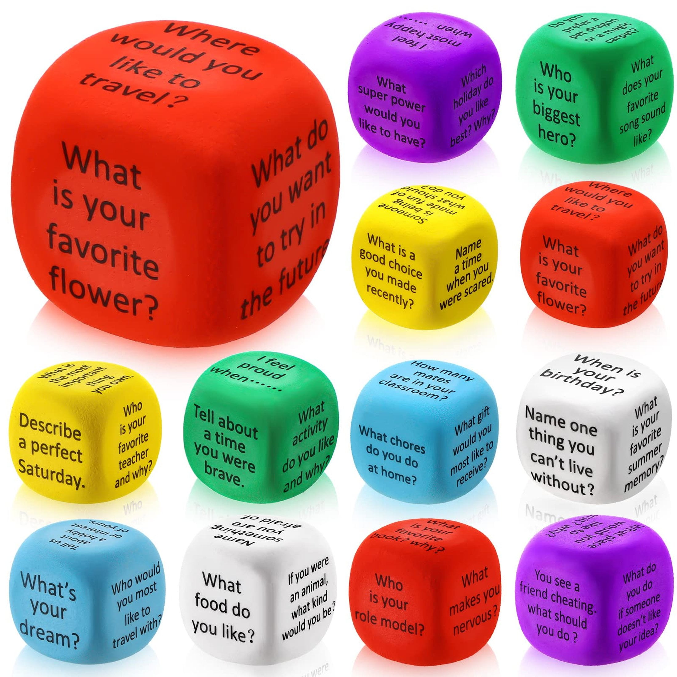 Engaging Conversation Cubes for Kids - 12 Foam Dice for Social ...