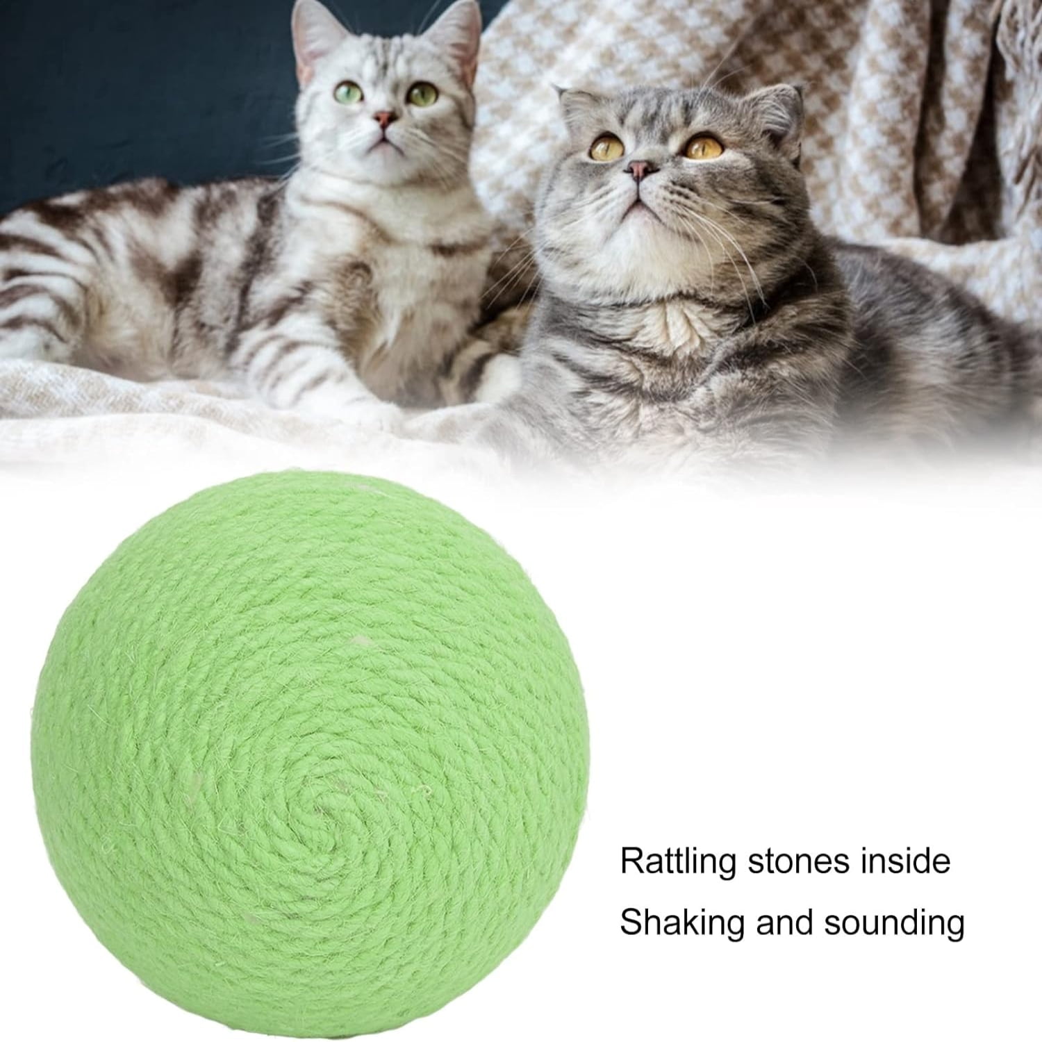 Engaging Durable and Long-Lasting Sisal Rolling Cat Toy Ball - 10cm ...