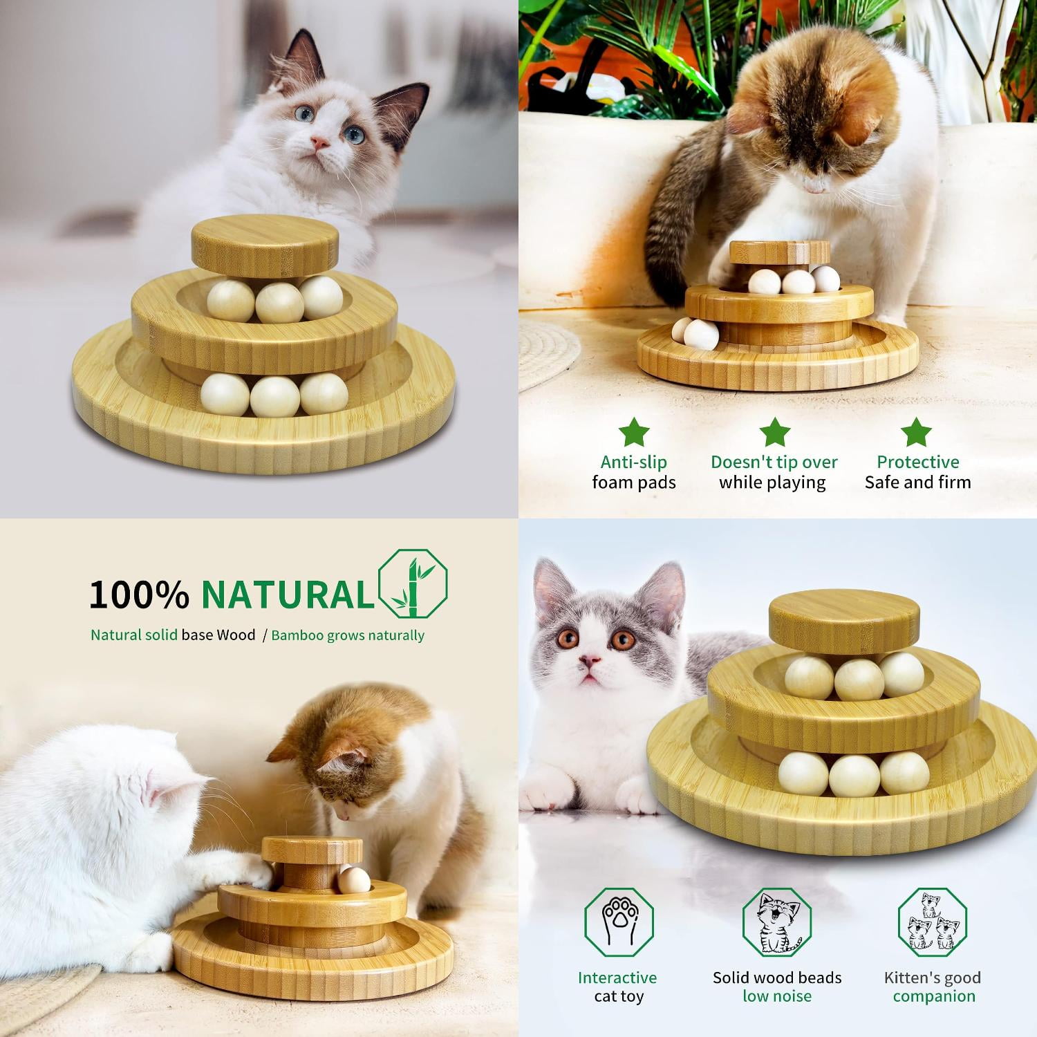 Engaging Interactive Double Cat Ball Track Toy - Sustainable Natural ...