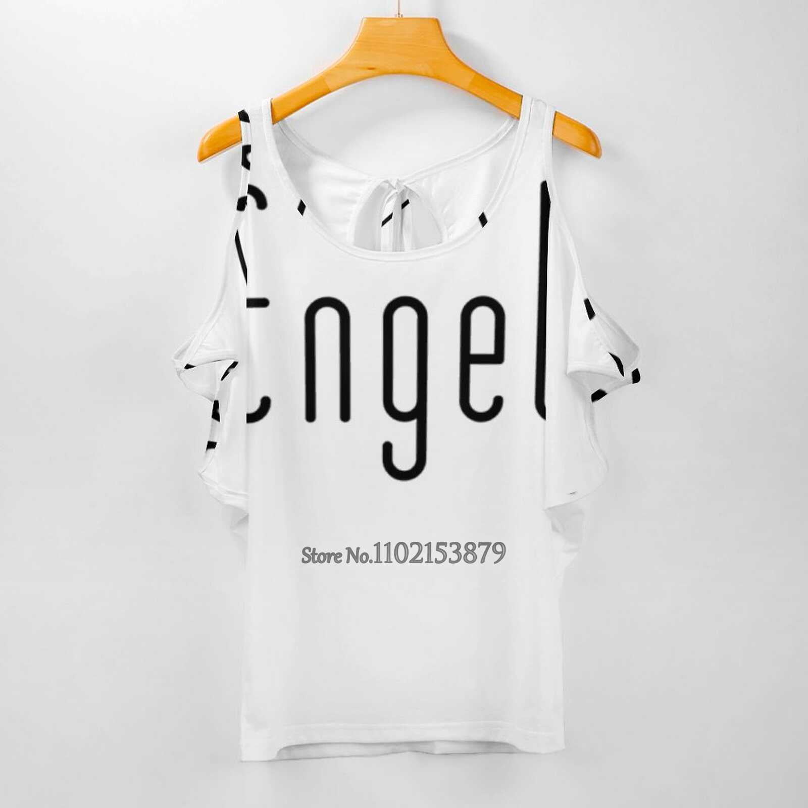 Engel ( Black Text ) Women V Neck T-Shirt Casual Sexy T Shirts Hollow ...