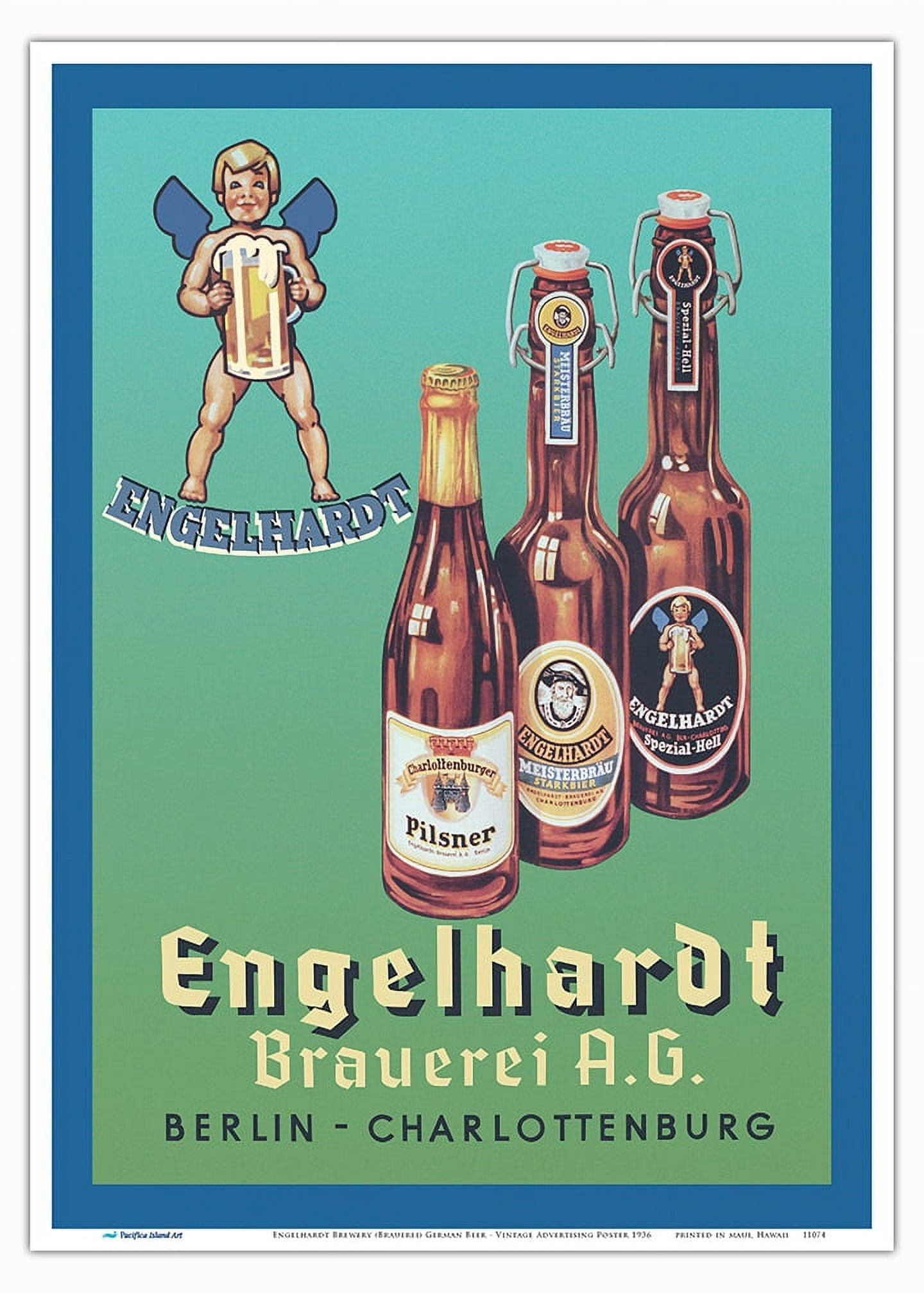 Engelhardt Brewery (Brauerei) German Beer - Vintage Advertising Poster ...