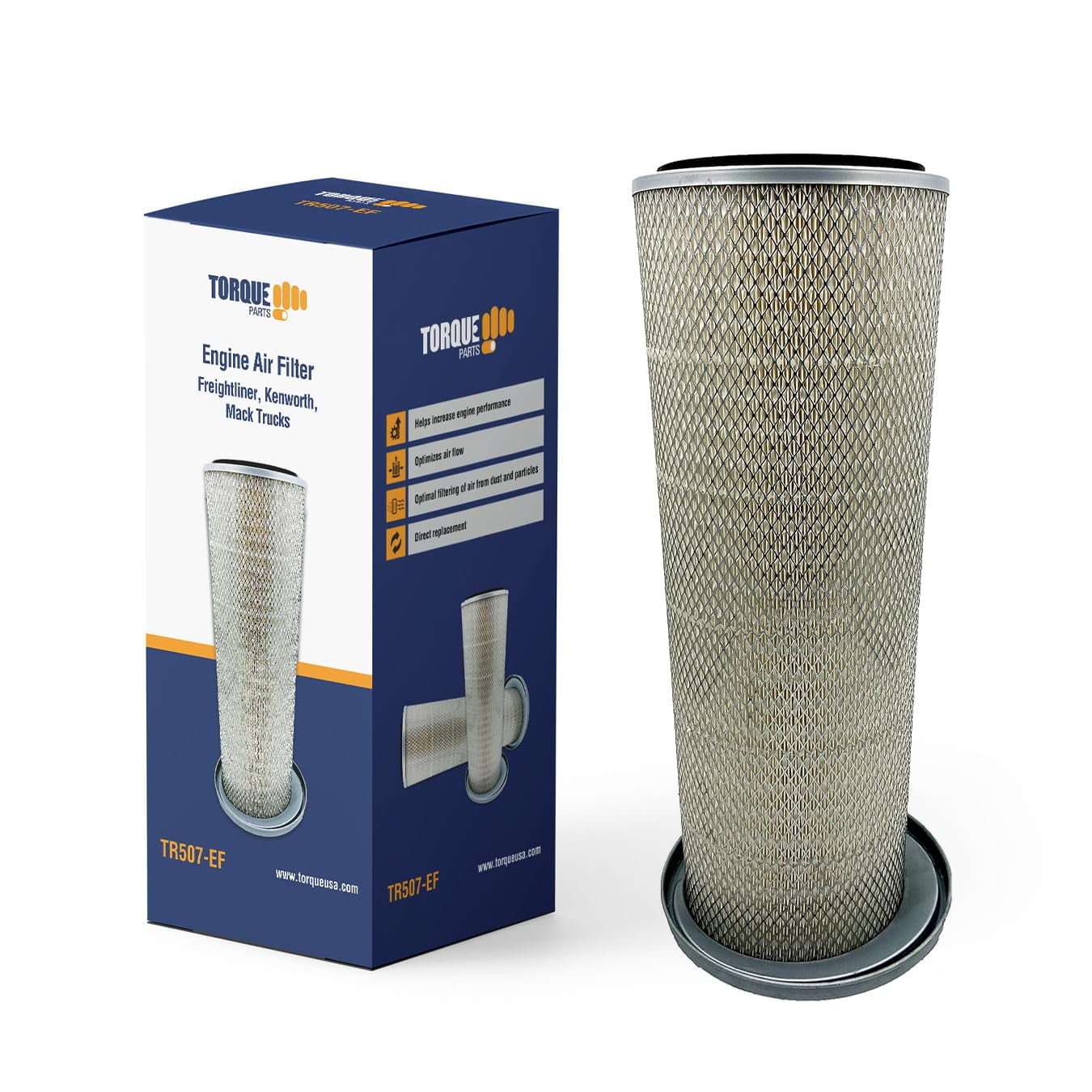 TORQUE PA2680 Engine Air Filter Compatible with Select Peterbilt and ...