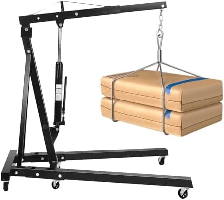 Engine Hoist, 2 Ton Folding Hydraulic Engine Crane Black, Heavy Duty ...