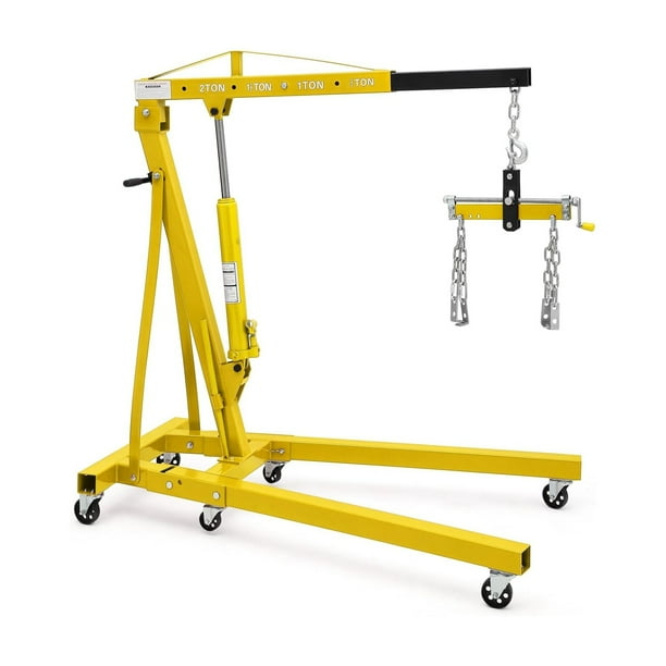 Engine Hoist with Lever, 2 Ton Folding Cherry Picker Shop Crane Hoist ...