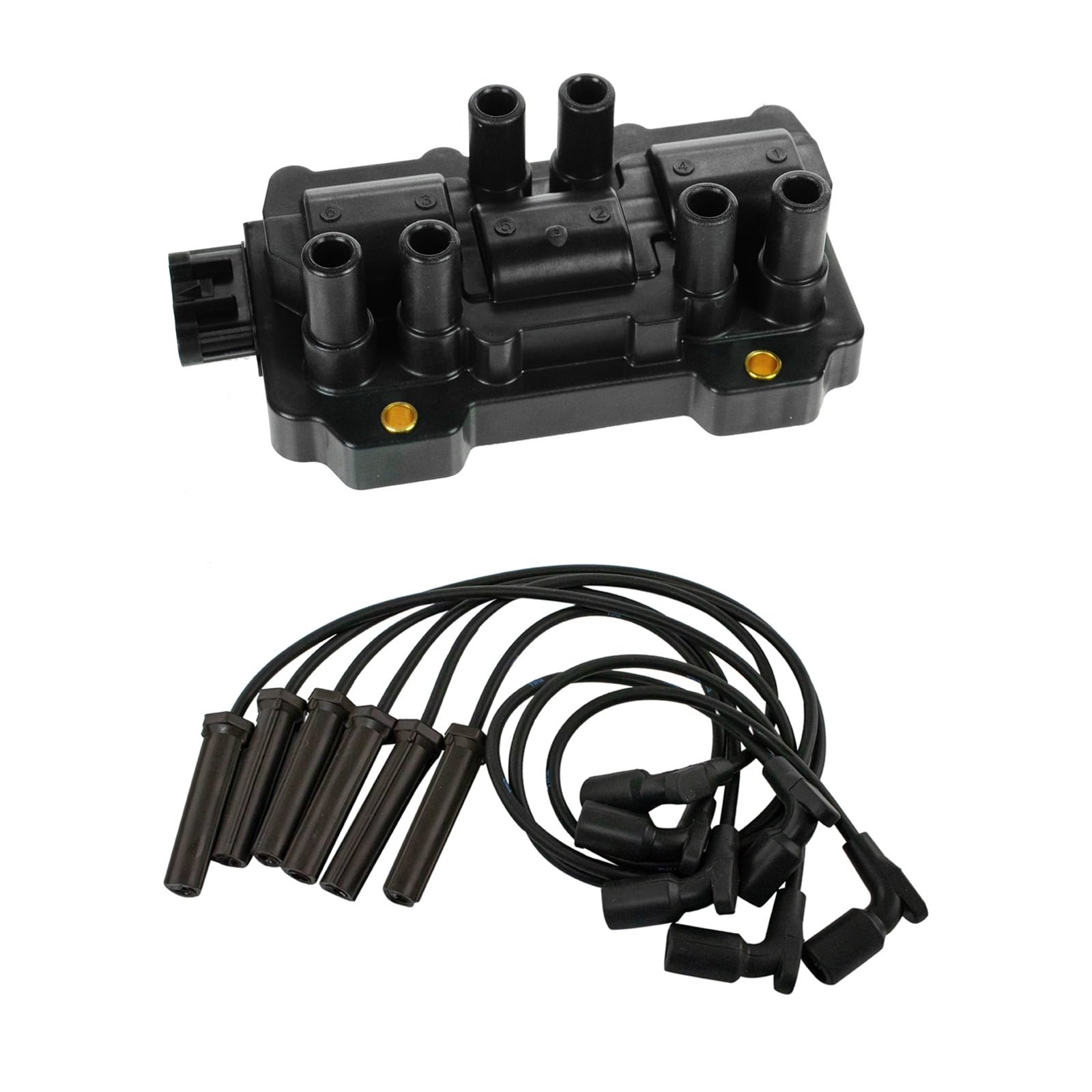 Engine Ignition Coil Pack & Spark Plug Wire Kit Set for Buick Chevy ...