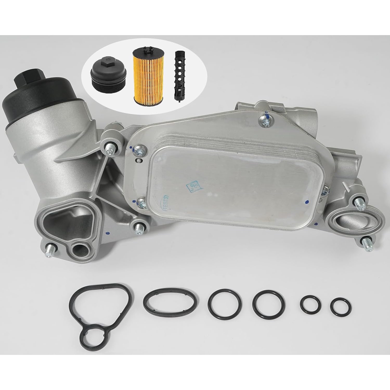 Engine Oil Cooler Filter Housing Assembly Adapter with Gasket, Insert ...