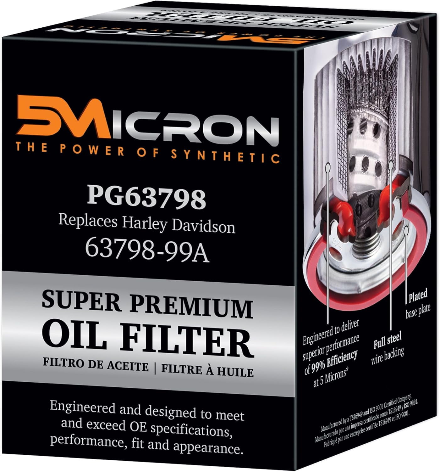 Pg Engine Oil Filter Pg63798, Fits 2006-2023 Harley-Davidson Flhx ...