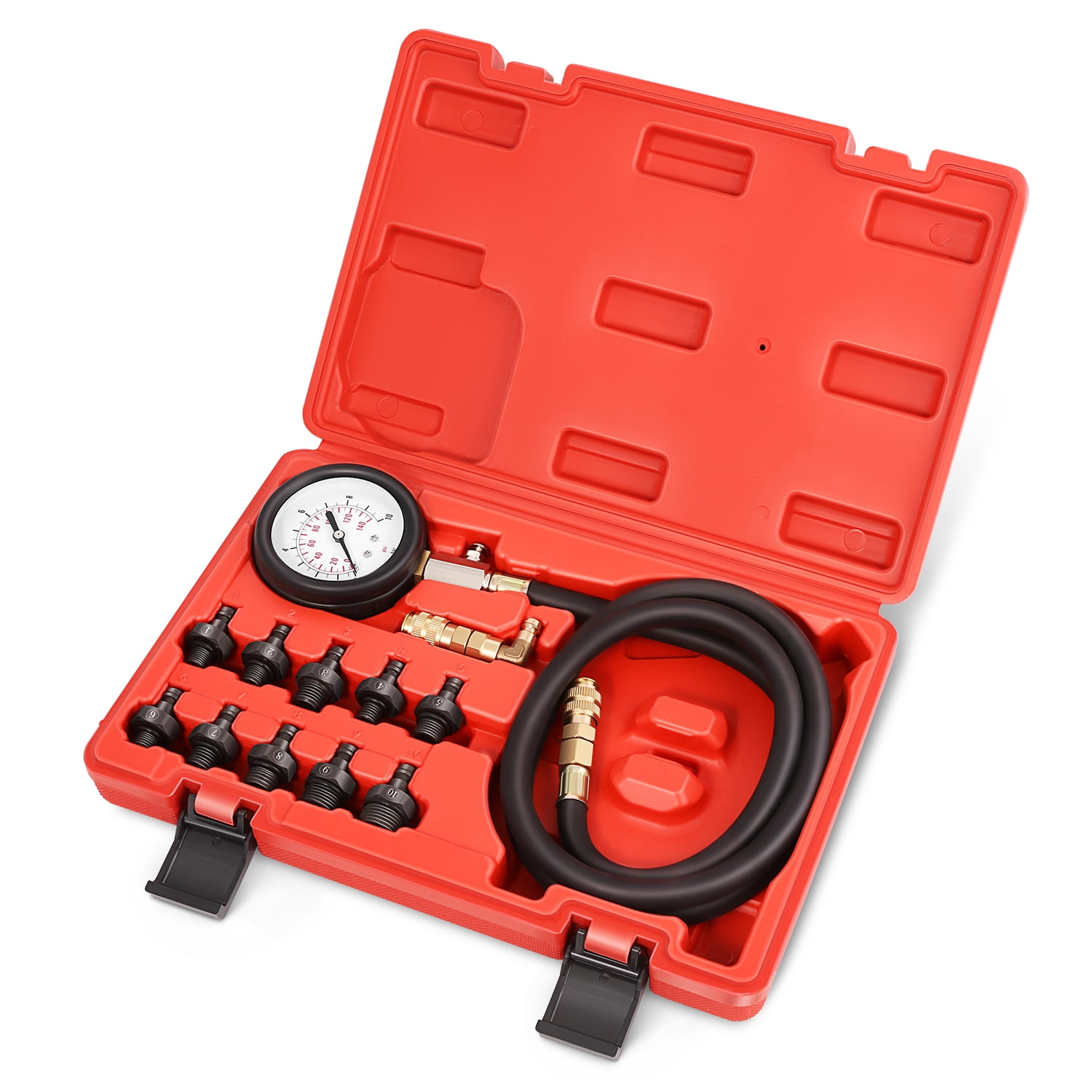 Engine Oil Pressure Testing Diagnostic Tool Kit Dual Scale Gauge with ...