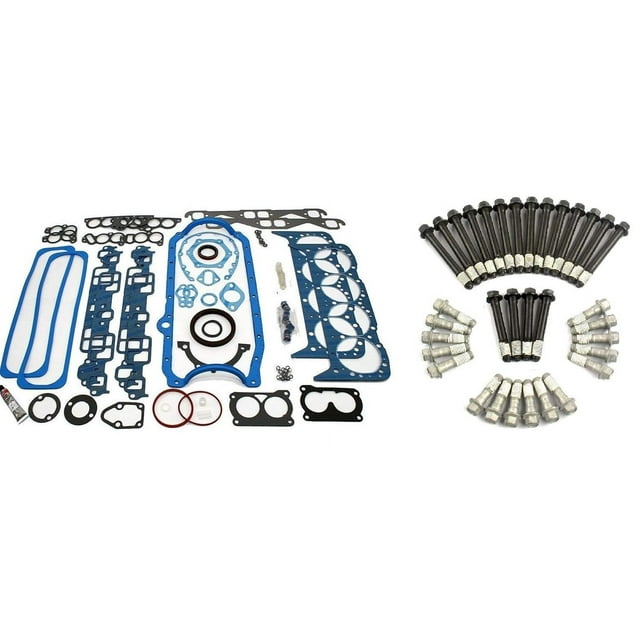 Engine Overhaul Gasket Kit & Head Bolt Set Compatible with 1986-92 SBC ...