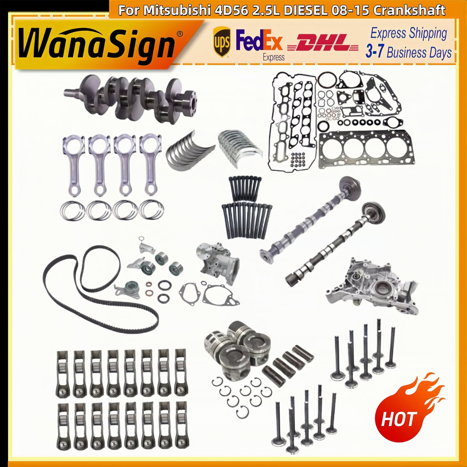 Engine Rebuild Kit Crankshaft Camshaft Gasket Set Piston For Mitsubishi ...