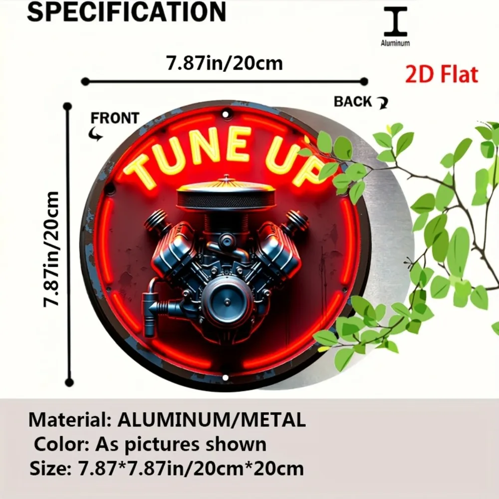 Engine Round Sign Retro Rustic Metal Wall Decor Ideal for Home Garage ...