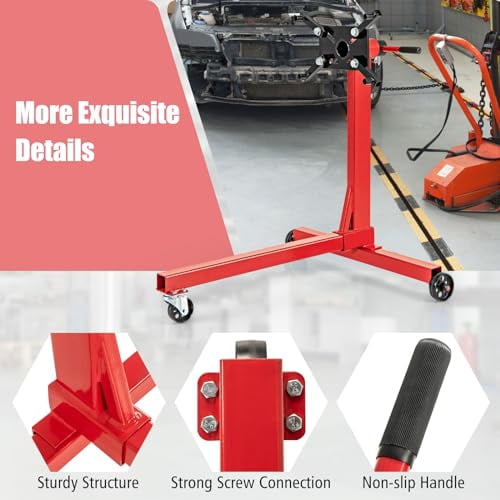 Engine Stand with Wheels, 3/8 Ton Engine Motor Stand with 4 Adjustable ...