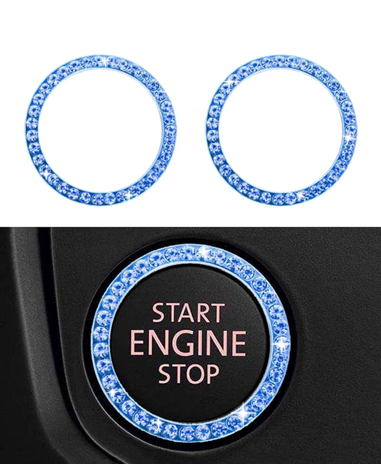 Engine Start Stop Button Bling Ring Cover,Key Ignition Starter & Knob ...