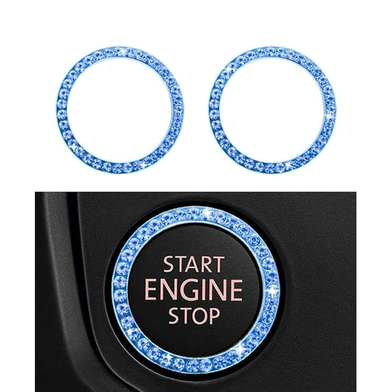 Engine Start Stop Button Bling Ring Cover,Key Ignition Starter & Knob ...