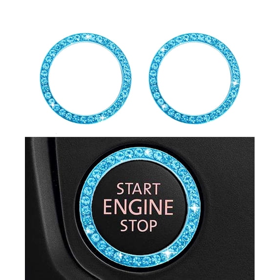Engine Start Stop Button Cover, Crystal Rhinestone Decor, Baby Blue ...