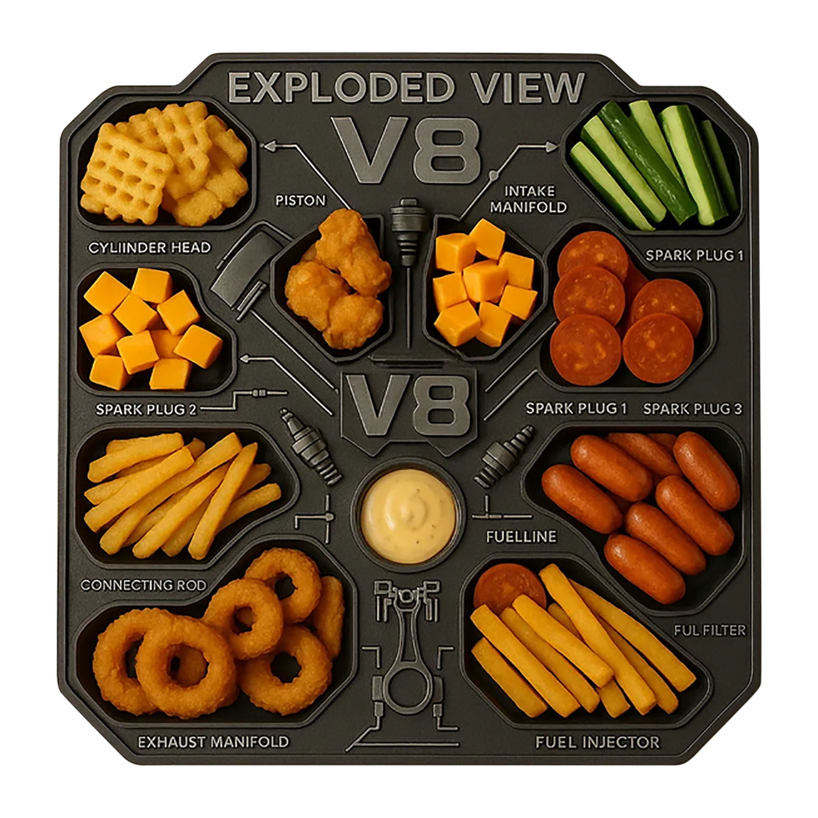 Engine-Themed Stainless Steel Food Platter for Parties - Unique Design ...