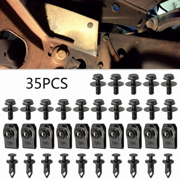 Engine Under Cover Splash Shield Guard M6 Bolts & U-nut Clips X35 for ...