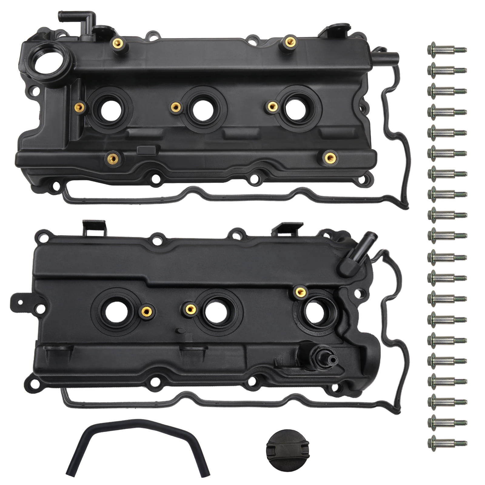 Engine Valve Cover Set with Bolts & Oil Cap & Gaskets & Spark Plug Tube ...