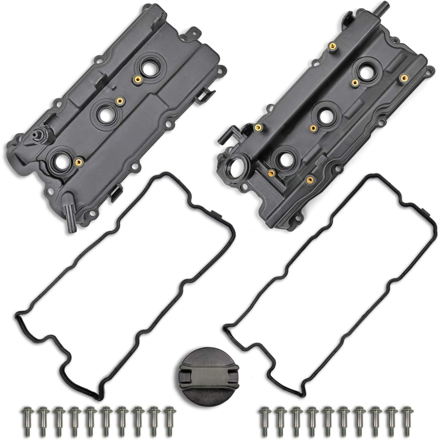 Engine Valve Cover Set with Bolts & Oil Cap & Gaskets & Spark Plug Tube ...